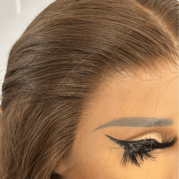 Glueless 12-Inch Ash Brown HD Lace Front Wig | 100% Human Hair | Begin